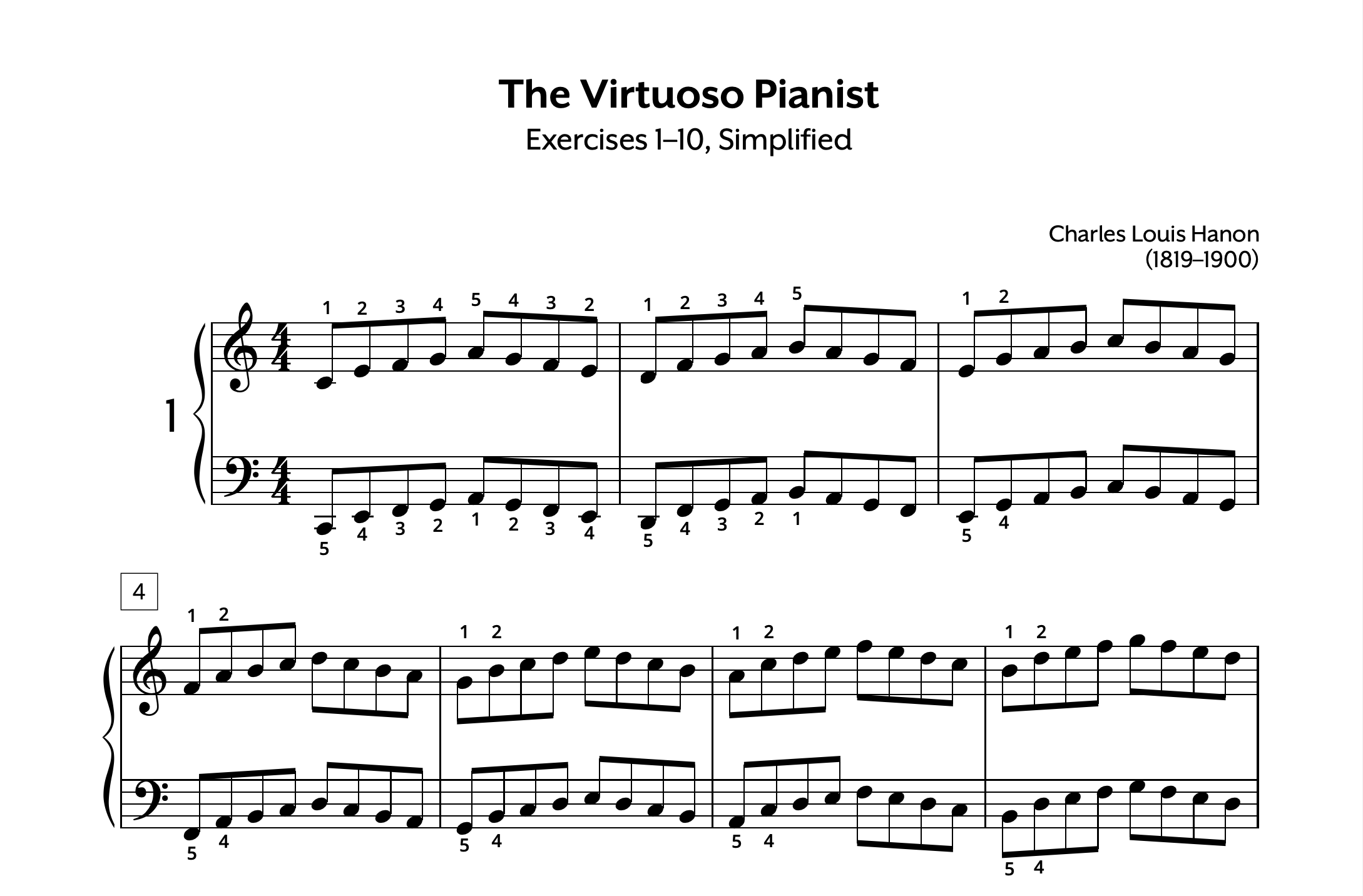 Hanon Exercises 1 10 Simplified Hoffman Academy